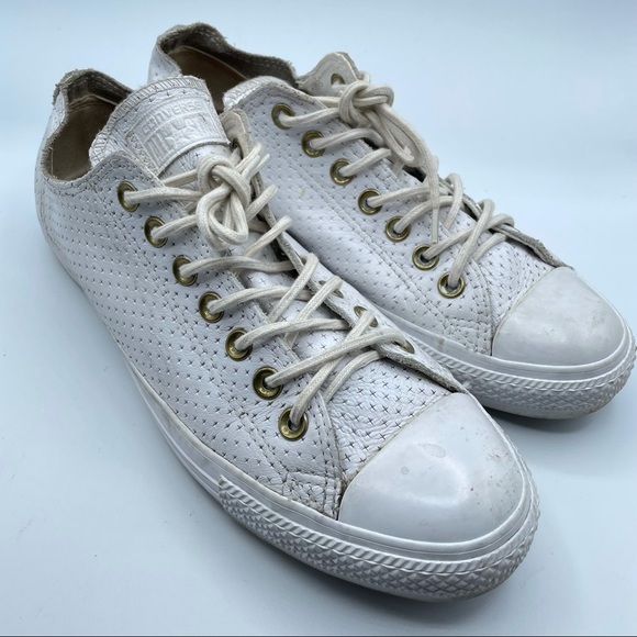 Converse | Shoes | Converse Mens White Eyelet Leather Low Up Lace Up ...